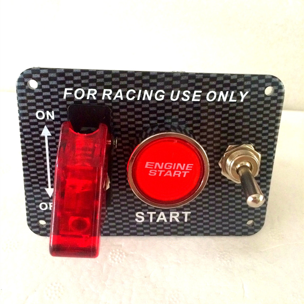 3 In 1 Carbon Fiber Racing Modified Ignition Switch LED One Button ...